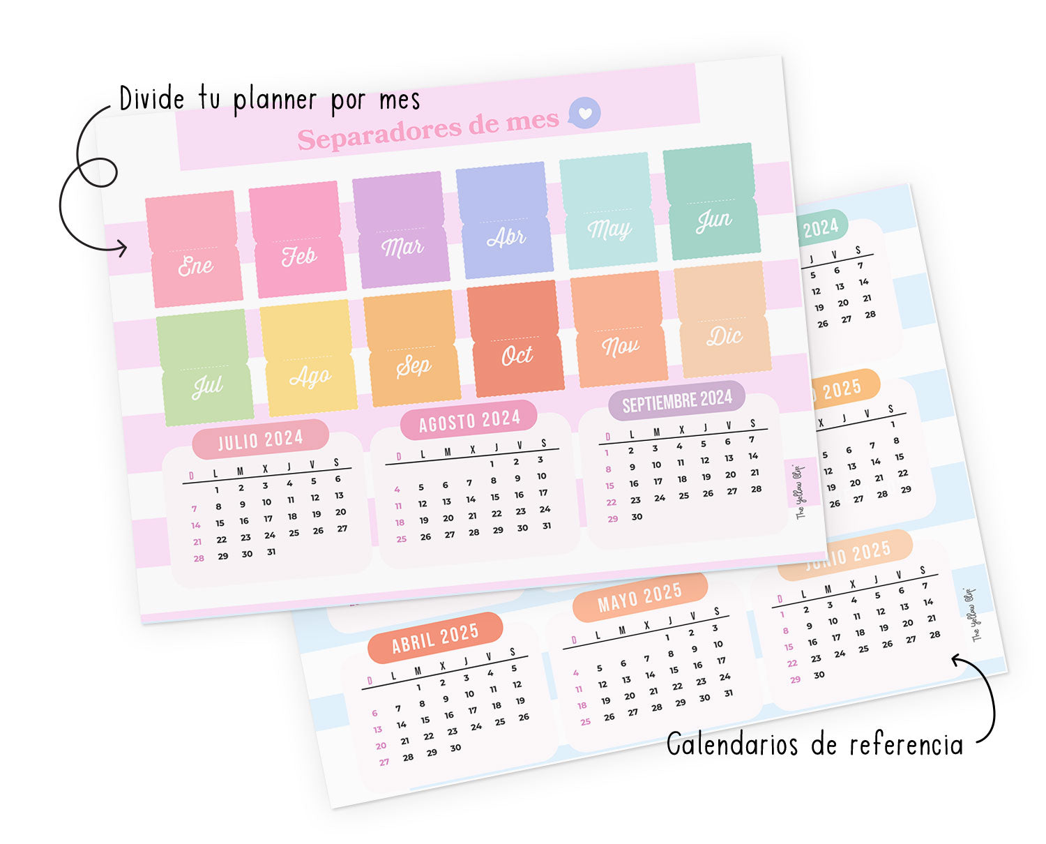 Planner Stickers - Calendarios por mes – The Yellow Clip
